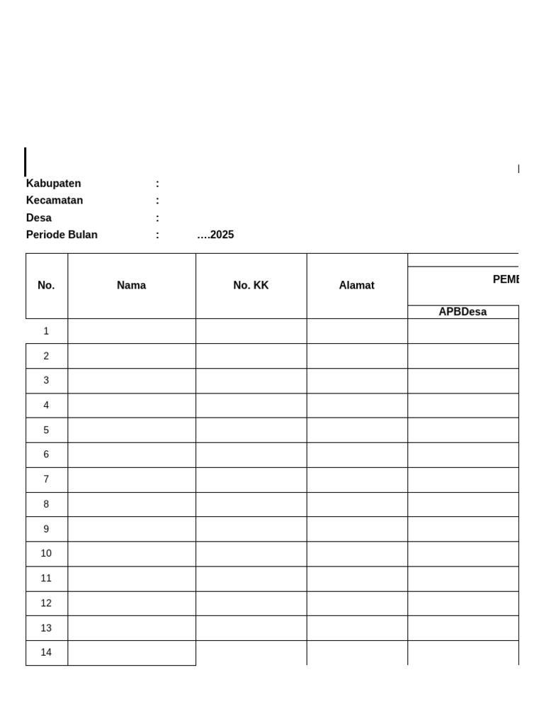 Form Pendataan Perumahan Desa & Kabupaten Rev1 TA 2025 100625 | PDF