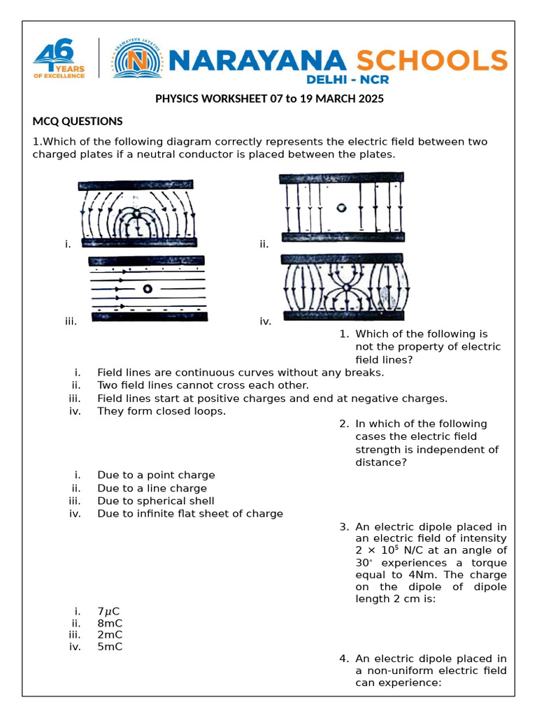 n1 - Senior Physics Electric Charges and Fields - Worksheet-1 | PDF ...
