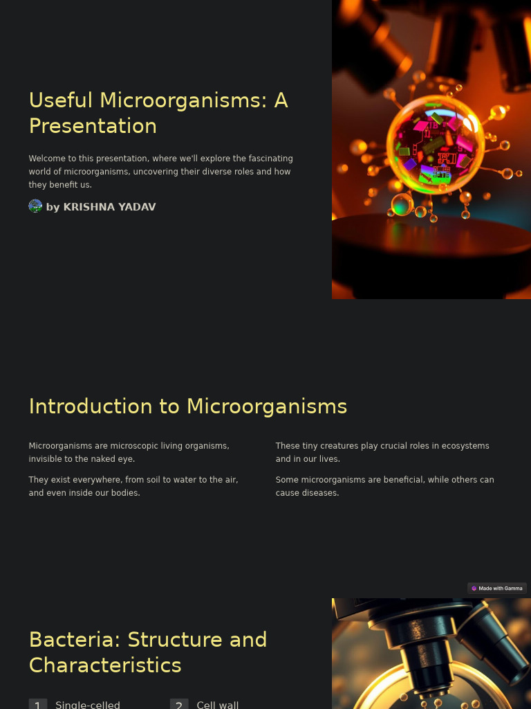 Useful Microorganisms A Presentation | PDF | Microorganism | Bacteria