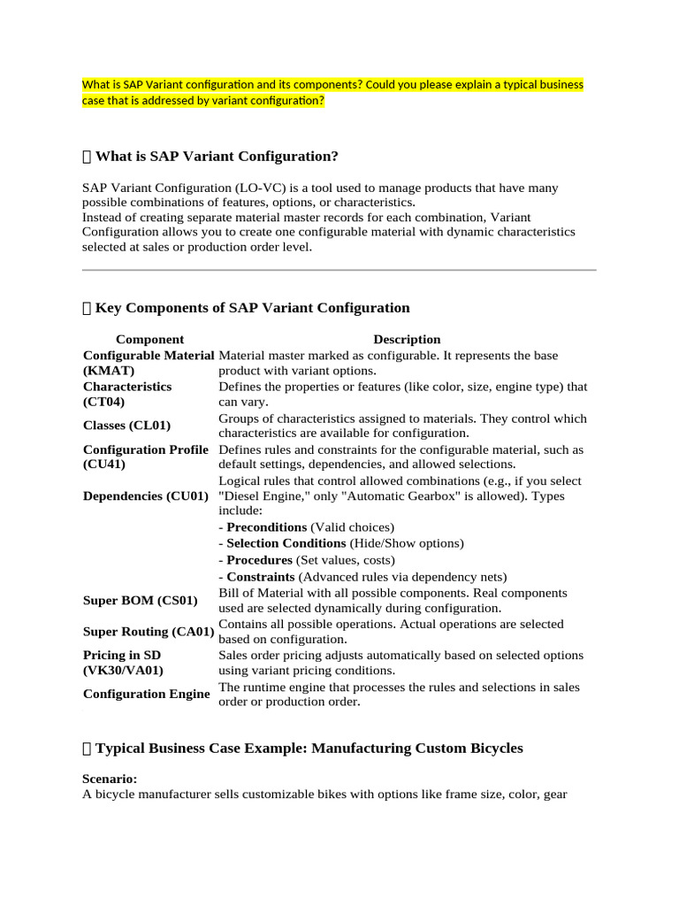 SAP Variant Configuration | PDF | Computing
