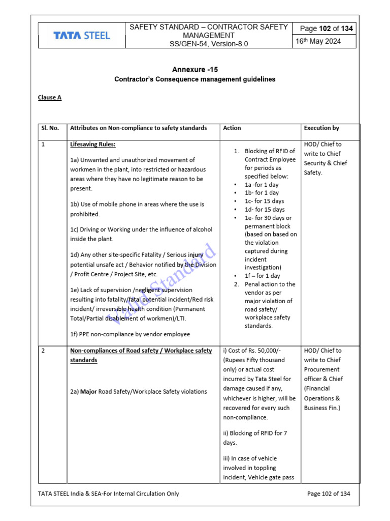 Contractor's Consequence Management Guidelines | PDF | Safety | Truck