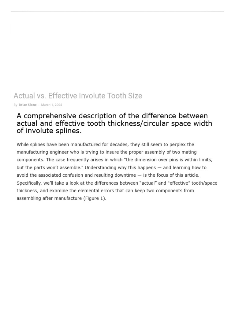 Actual vs. Effective Involute Tooth Size - Gear Solutions Magazine Your ...