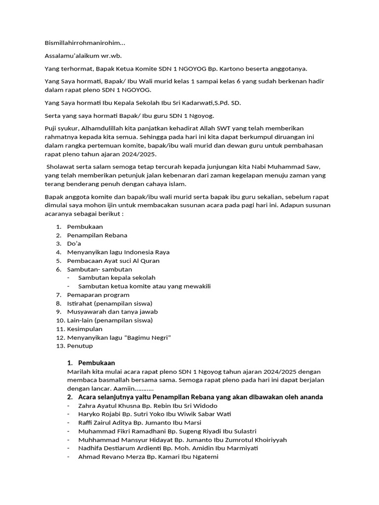 Susunan Acara Pleno | PDF