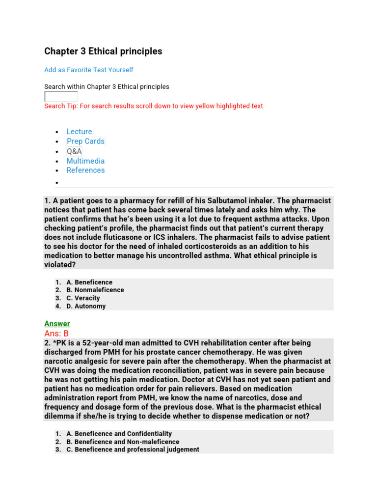 Chapter 3 Ethical Principles | PDF | Pharmacy | Medical Ethics