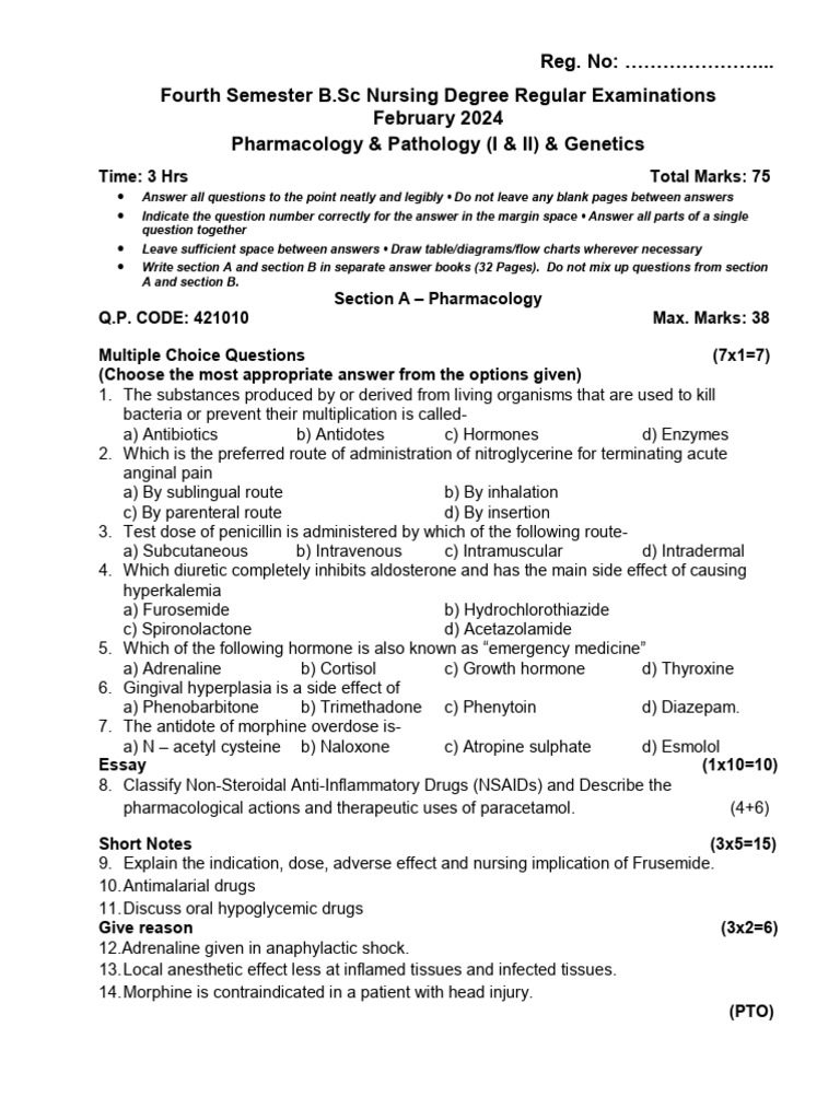 KUHS Question Paper 2024 Feb | PDF | Medicine | Dominance (Genetics)