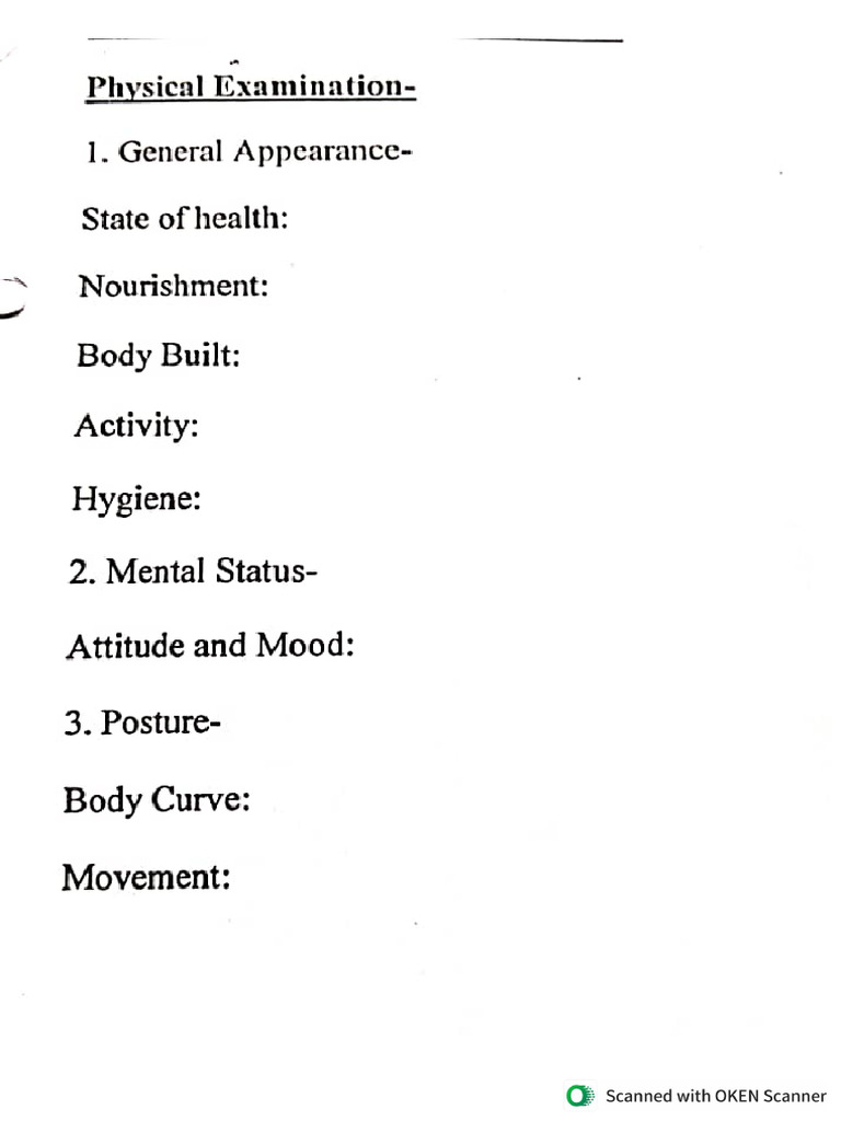 Physical Examination Format | PDF