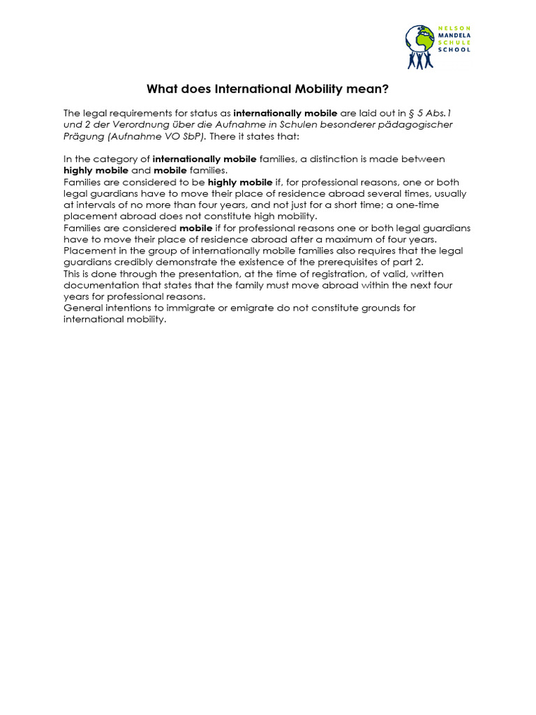What Does International Mobility Mean | PDF