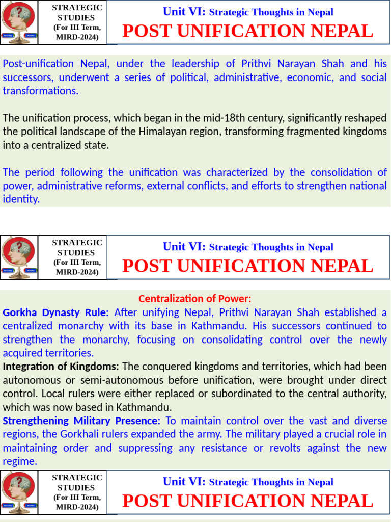 Mird III - Strat Studies - Unit 6 Post Unification Nepal | PDF | Nepal