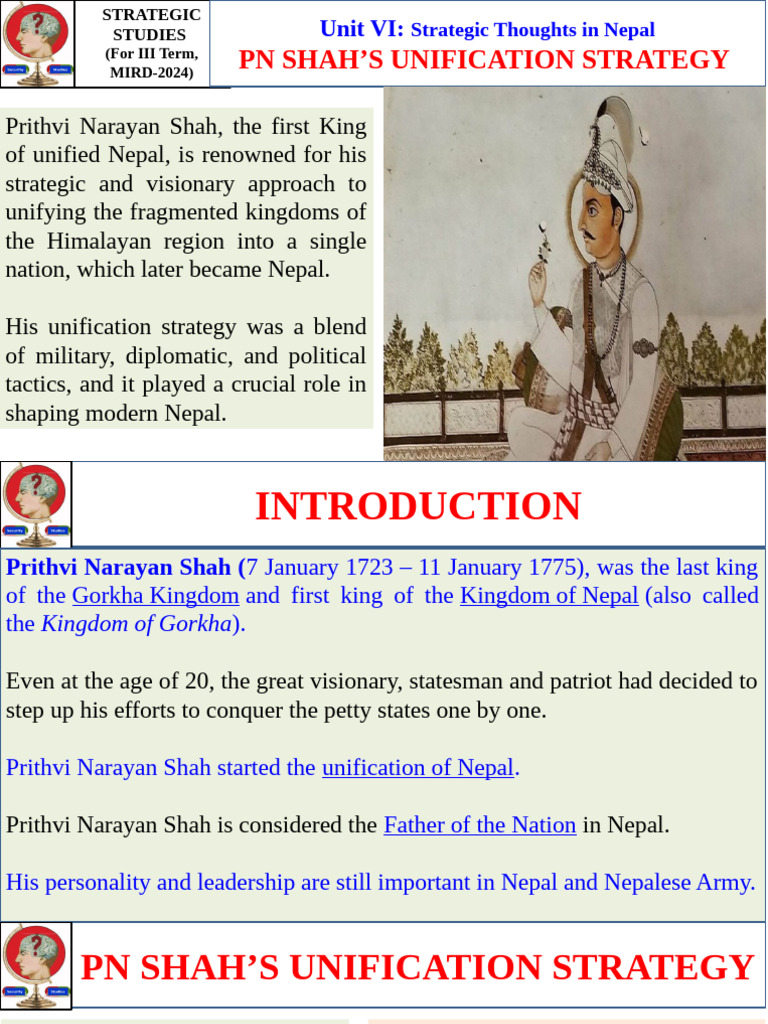 Mird III - Strat Studies - Unit 6 PN Shah's Unification Strategy | PDF ...