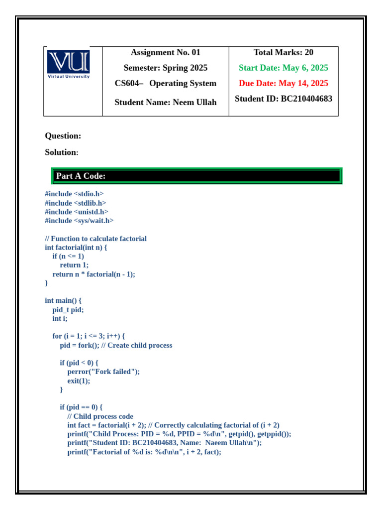 CS604 Assignment No 1 2025 | PDF | Computer Programming