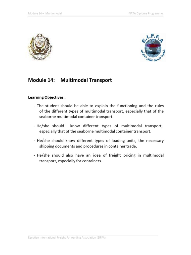 Module 14 -Multimodal - Transportمتعدد الوسائط | PDF | Bill Of Lading | Transport