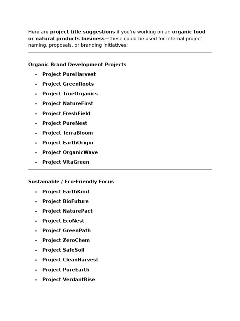 Project Title Suggestions If You | PDF