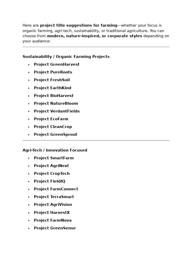 Farm Projects | PDF