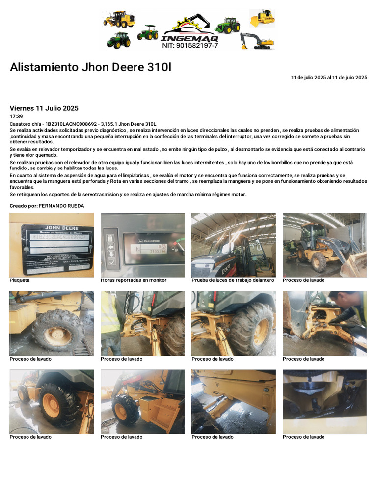 Alistamiento Jhon Deere 310l 20250716 101531 | PDF | Vehículos ...