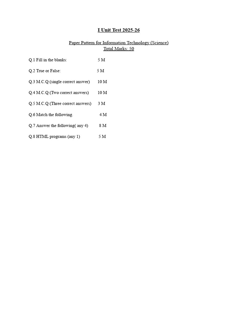 I Unit Test 2025-26-1 | PDF