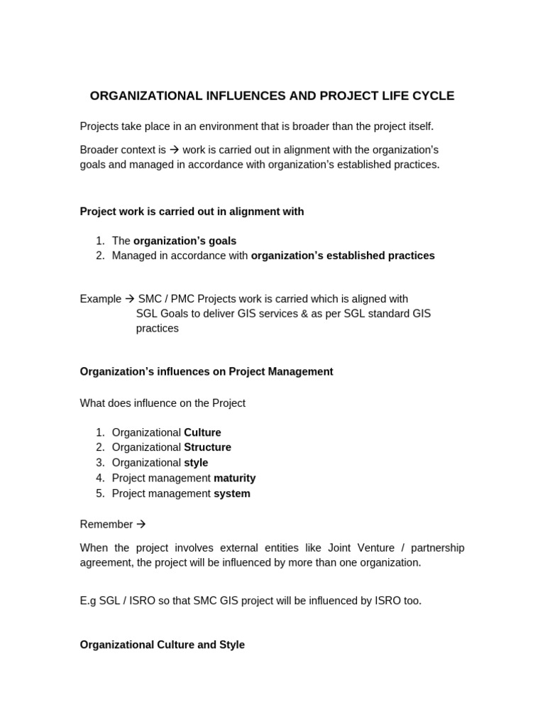 Organizational Influences on Project Success | PDF | Governance ...