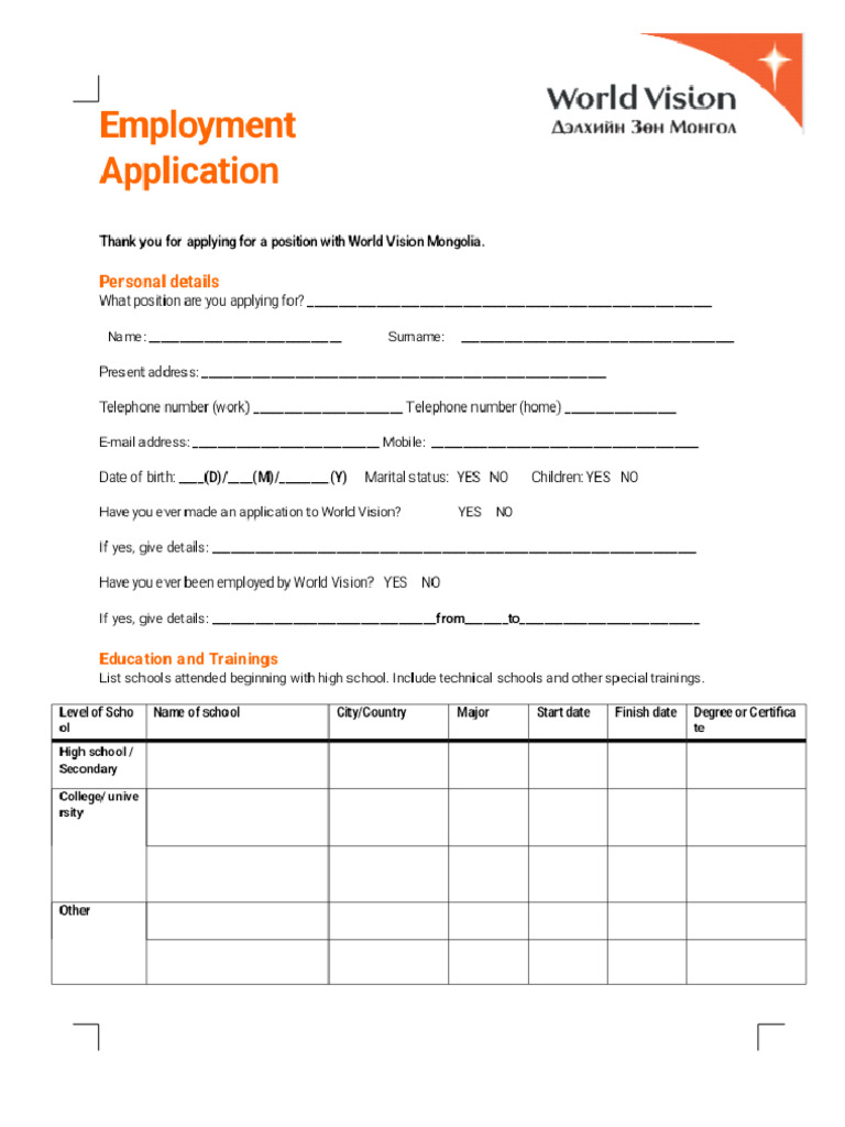 Employment Application 0 (1) Phoenix | PDF
