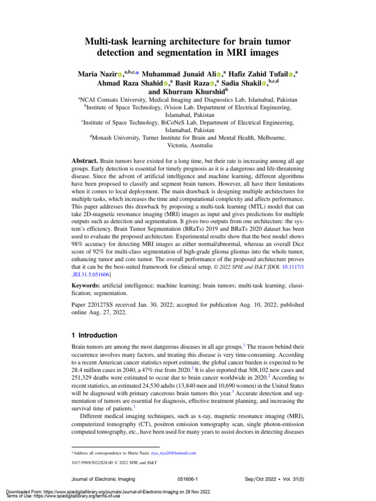 Brain Tumor Detection and Segmentation Using Multi | PDF | Image ...