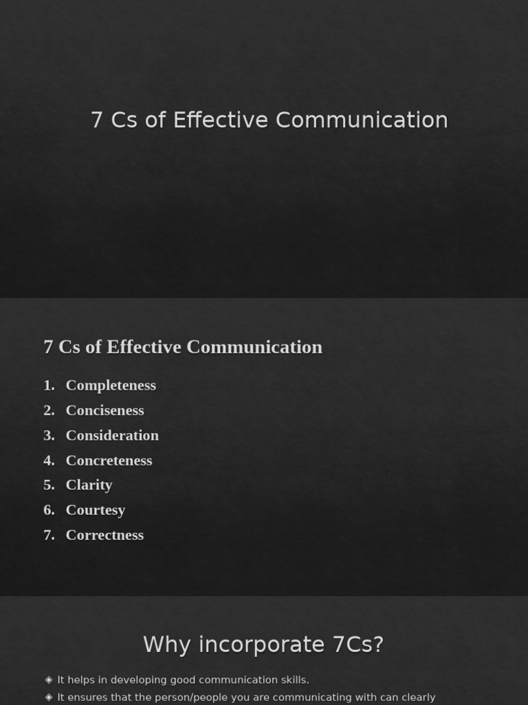 7Cs of Effective Communication | PDF | Communication | Linguistics