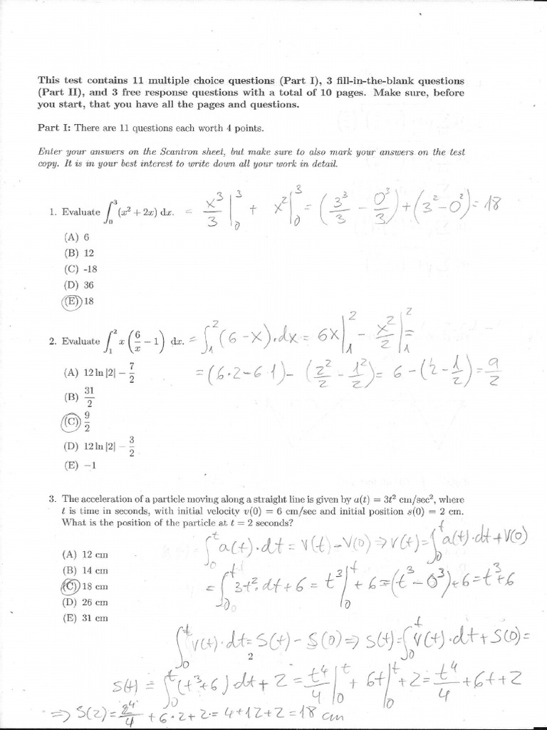 Test 3 Calculus November 2019 | PDF