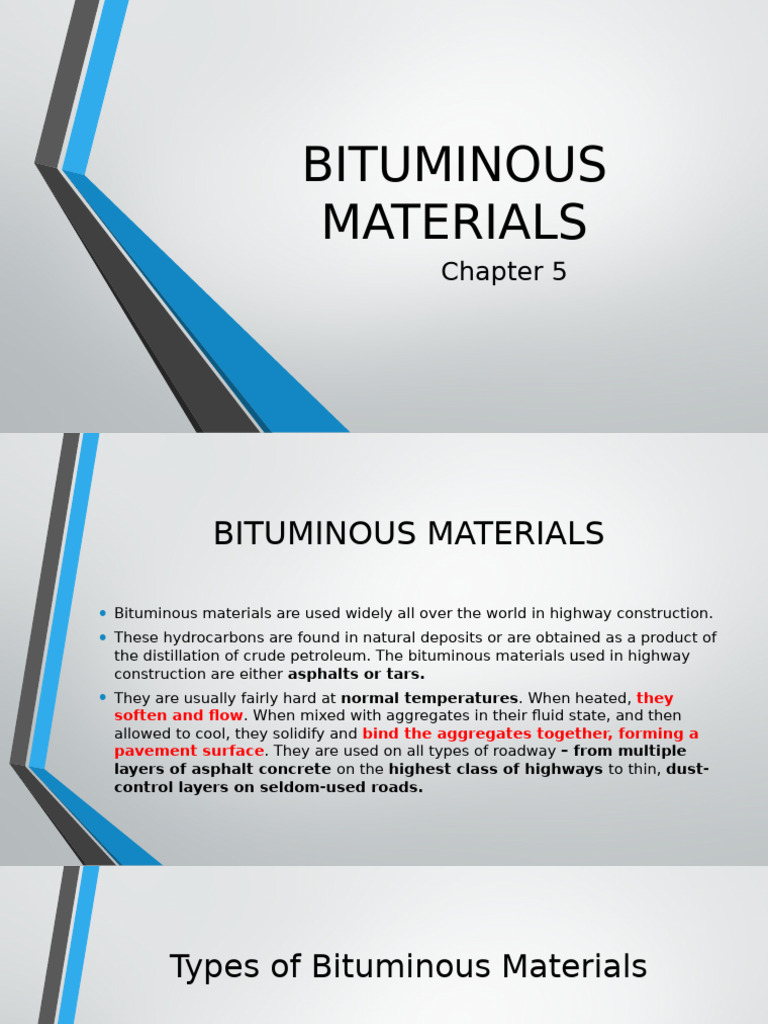 Overview of Bituminous Materials | PDF | Petroleum | Road Surface