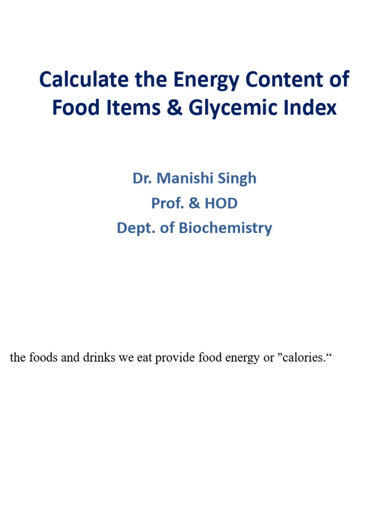Calacualte The Energy Content of Food Items & | PDF | Food Energy | Calorie