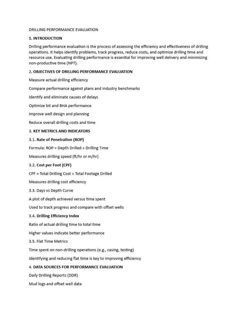 Drilling Performance Evaluation Guide | PDF | Benchmarking ...