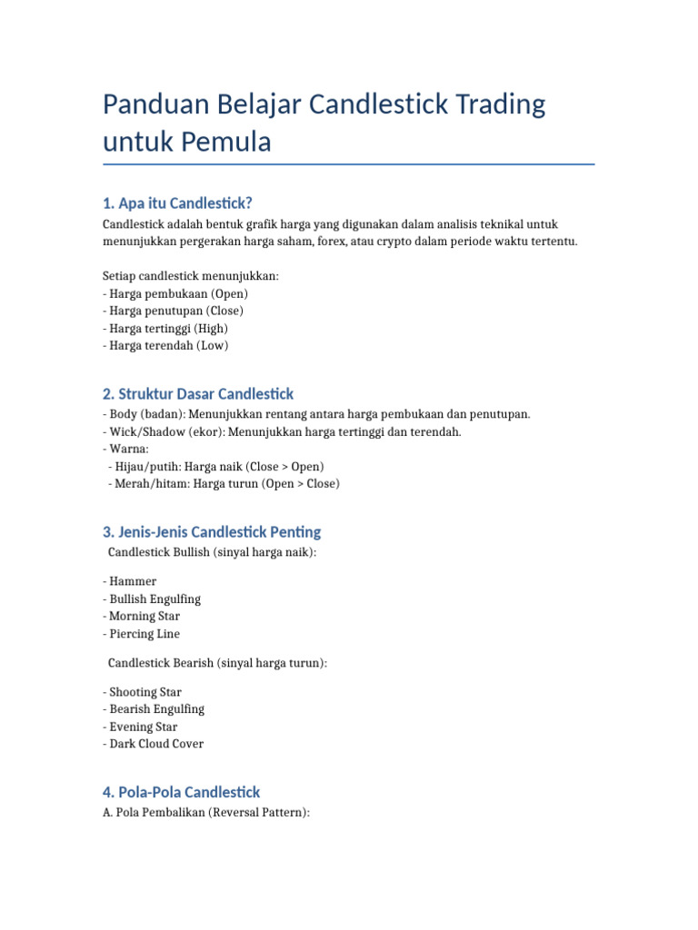 Panduan Candlestick untuk Pemula | PDF