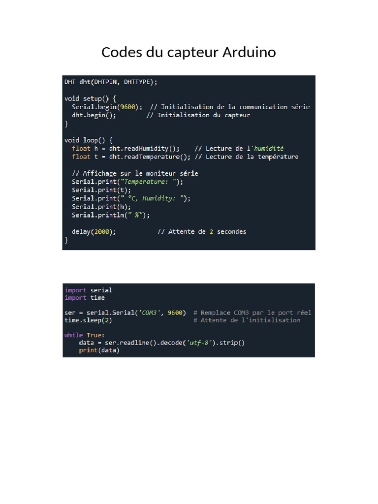 Codes Du Capteur Arduino | PDF