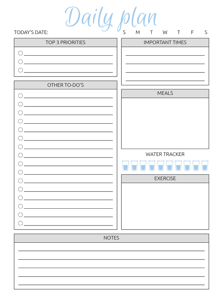 Daily Plan With To Do List Important Times Ipad X Vertical | PDF
