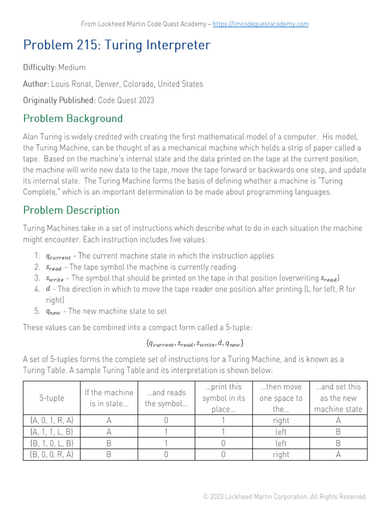 Turing Interpreter | PDF