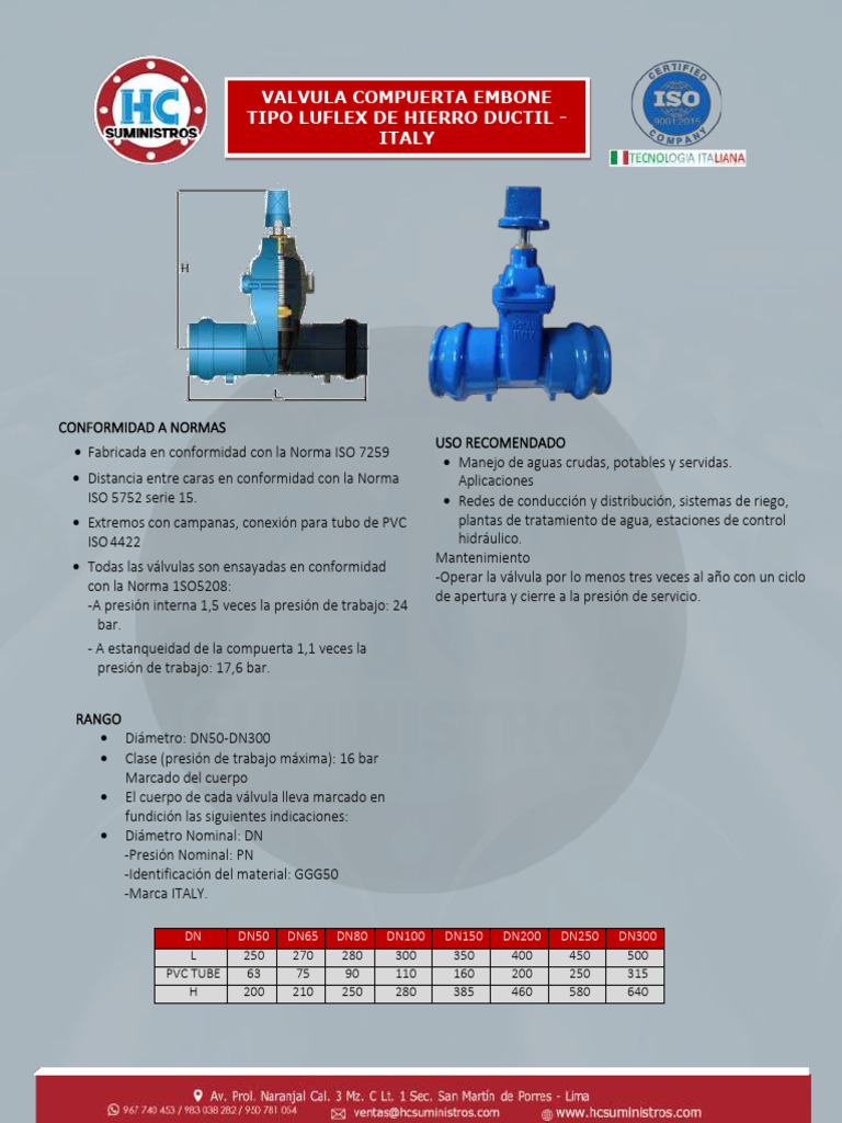 9 F.T Valvula Compuerta Embone Tipo Luflex - Italy | PDF | Aleación ...