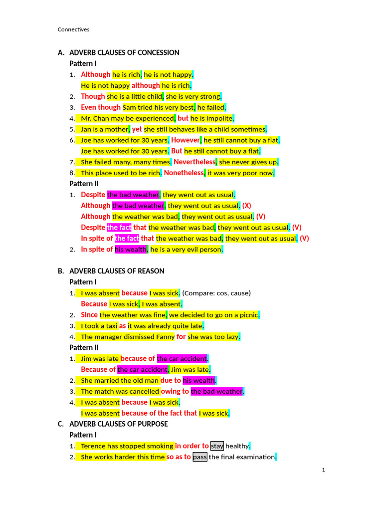 Understanding Adverb Clauses and Connectives | PDF | Syntax