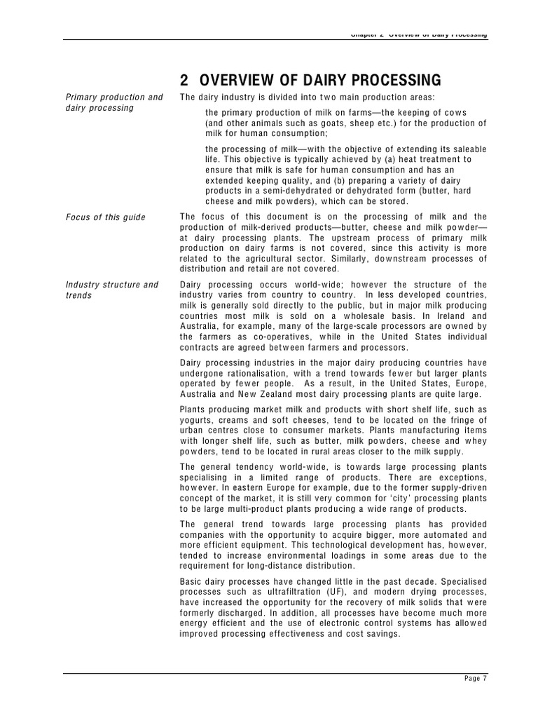 Dairy Chapter 2 (Overview of Dairy Processing) | PDF | Milk | Dairy