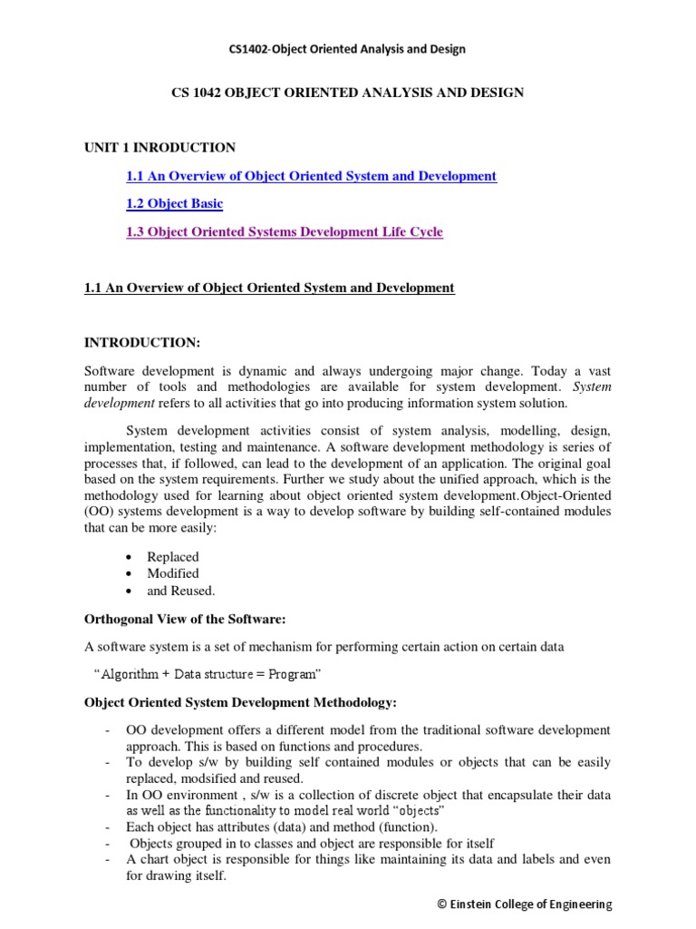 Ooad Complete Notes Class Computer Programming Inheritance Object Oriented Programming