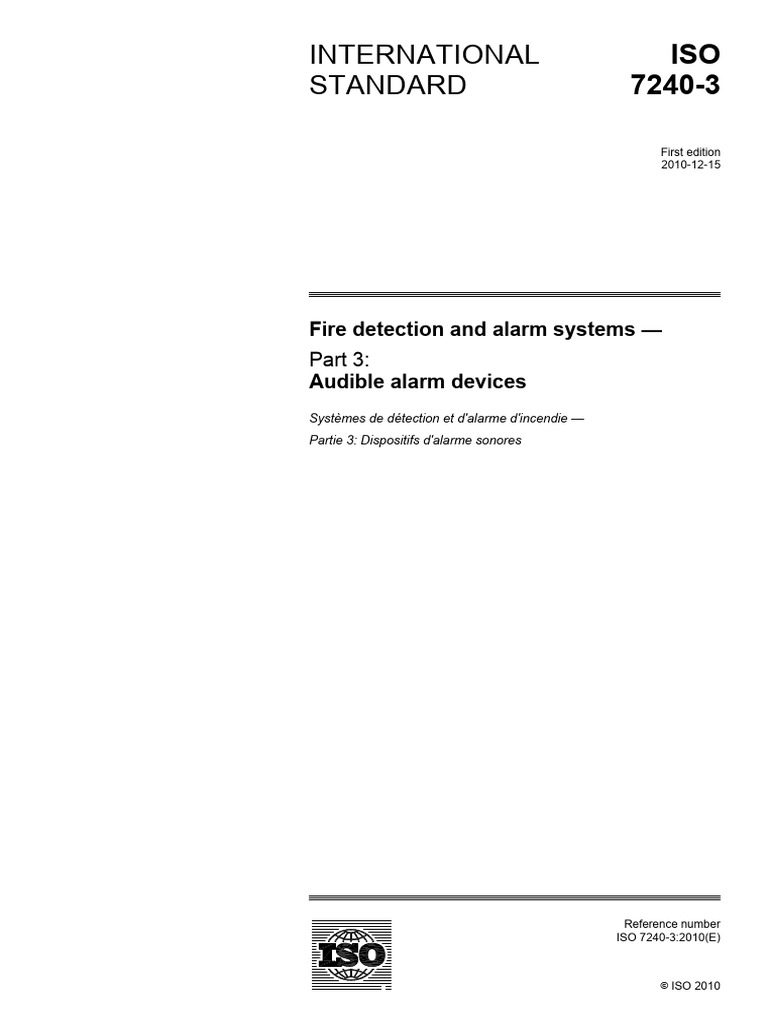 ISO 7240-3:2010 Audible Alarm Devices | PDF | Sensor | Sound