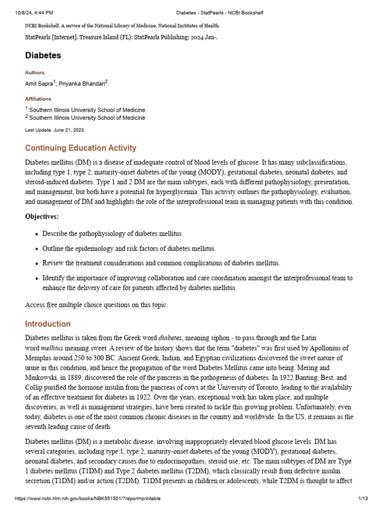 Diabetes Mellitus Overview and Management | PDF | Hyperglycemia | Diabetes