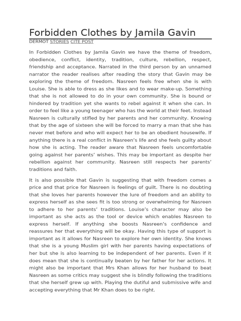 Nasreen's Choice in Forbidden Clothes | PDF