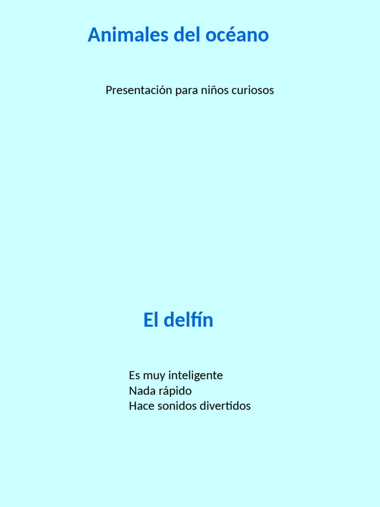 Animales Del Oceano | PDF