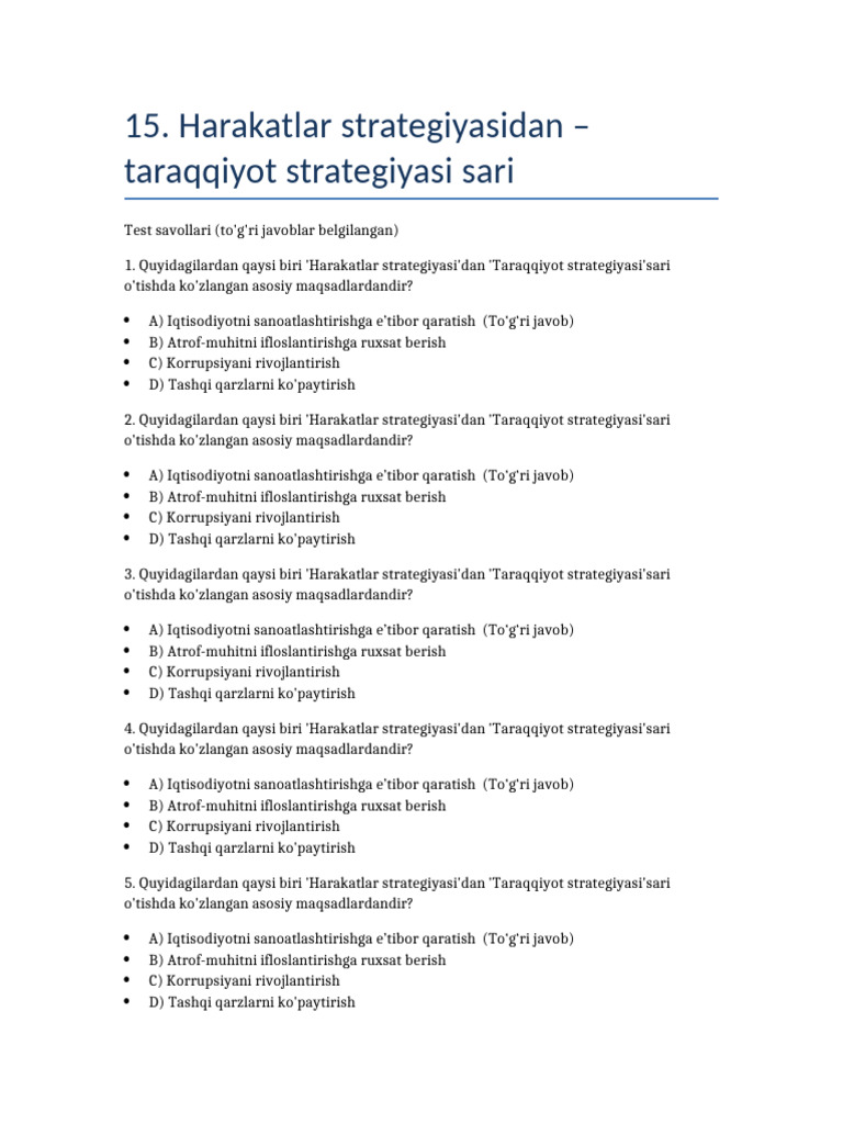 Test Yusufov Shoxjahon | PDF