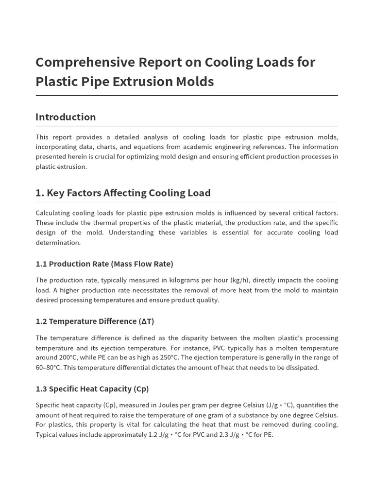 Cooling Load Analysis for Plastic Molds | PDF | Temperature | Plastic