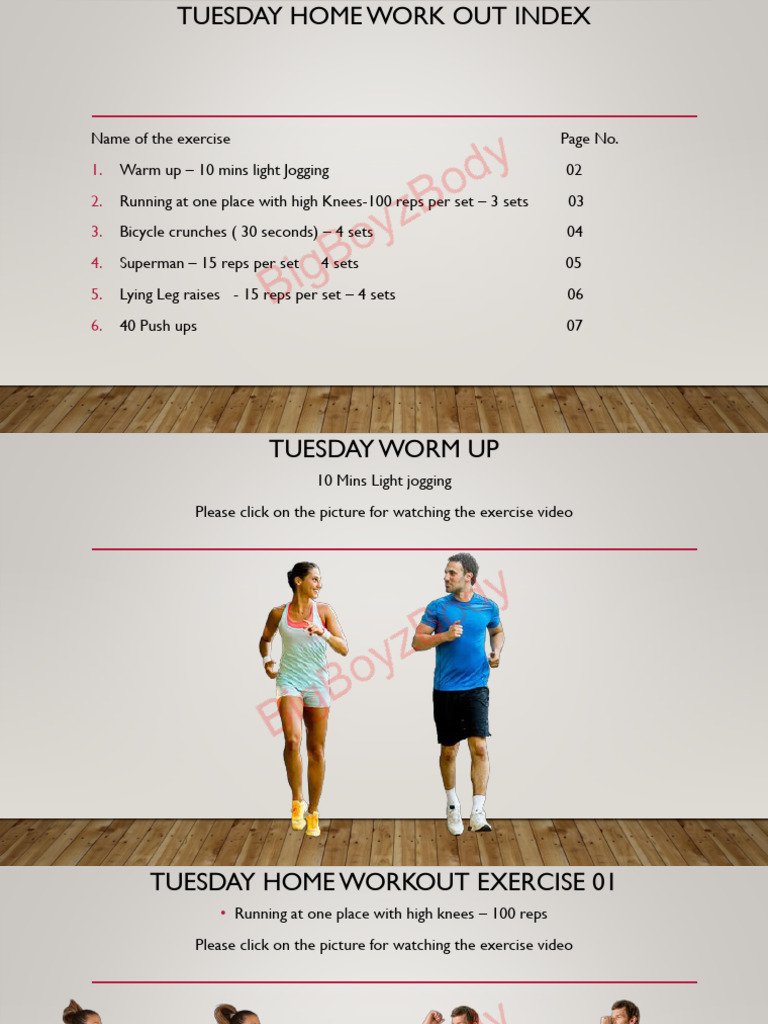 Tuesday Home Workout With Video Link | PDF