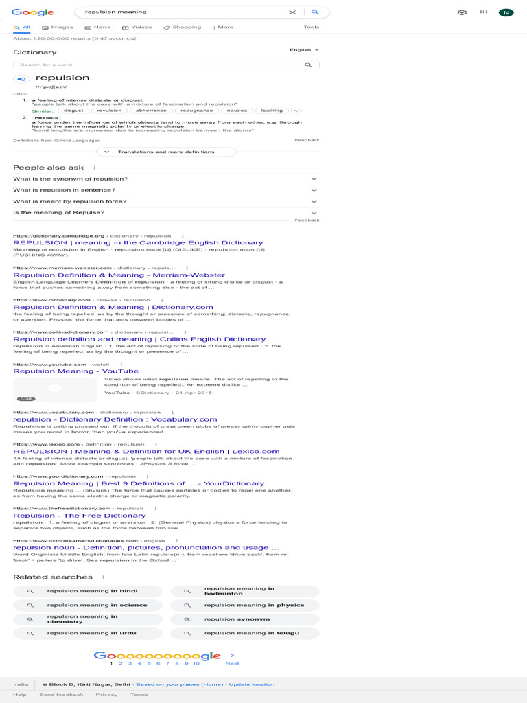 Repulsion Meaning - Google Search | PDF | Disgust | English Language