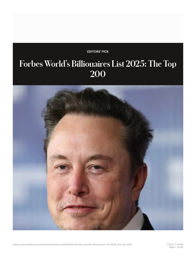 Forbes Billionaires List 2025: Top 200 | PDF