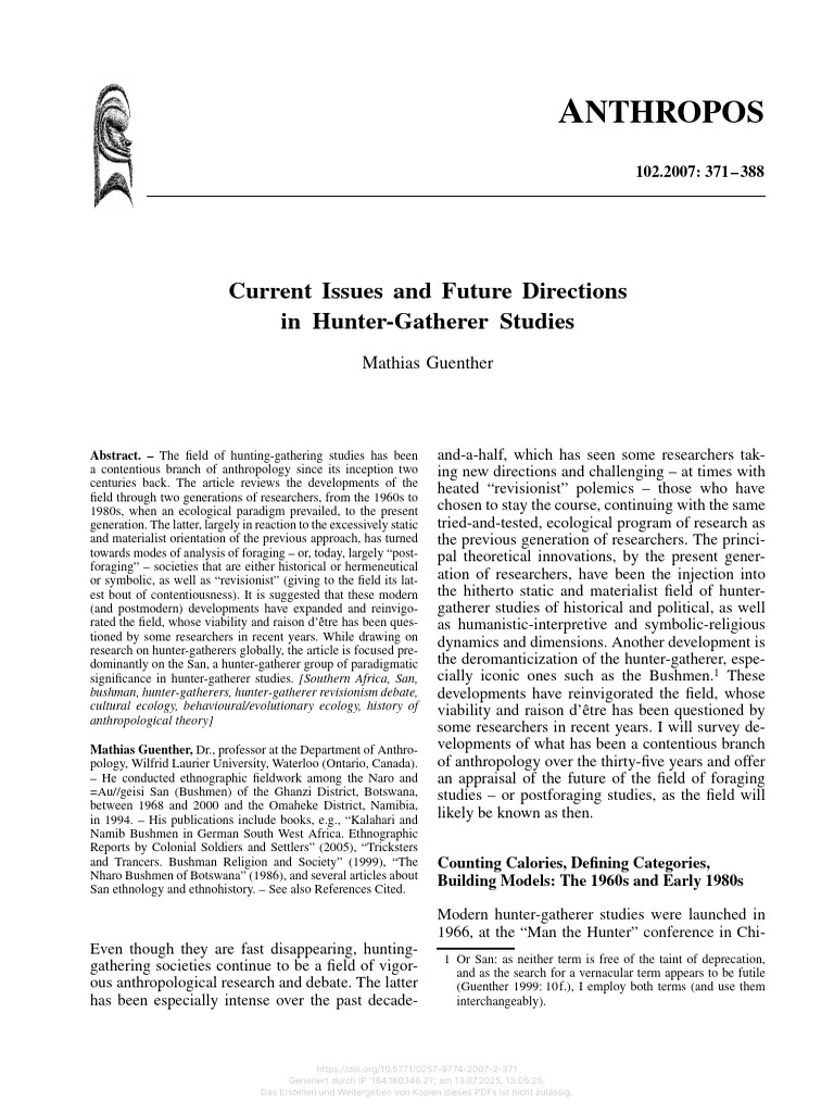 Future Directions in Hunter-Gatherer Studies | PDF | Hunter Gatherer ...