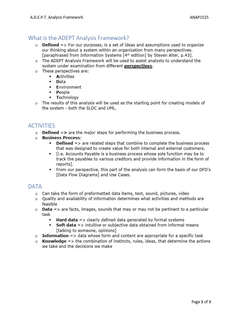 ADEPT Analysis Framework | PDF | System | Information Science