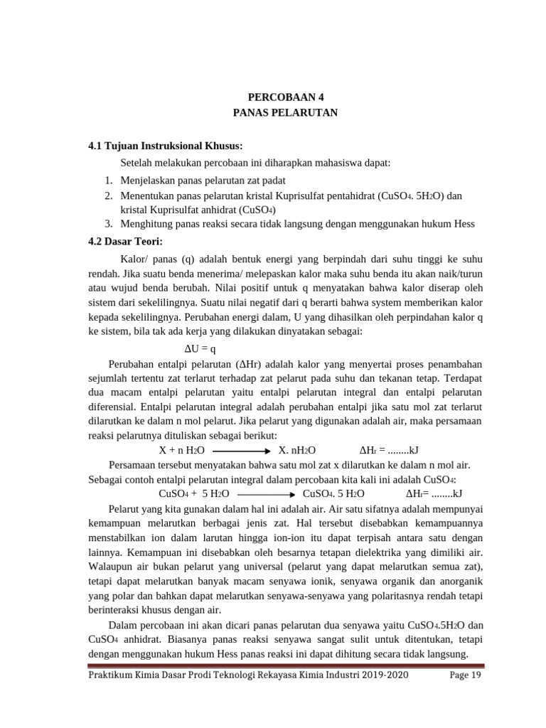Panas Pelarutan CuSO4 dalam Praktikum | PDF