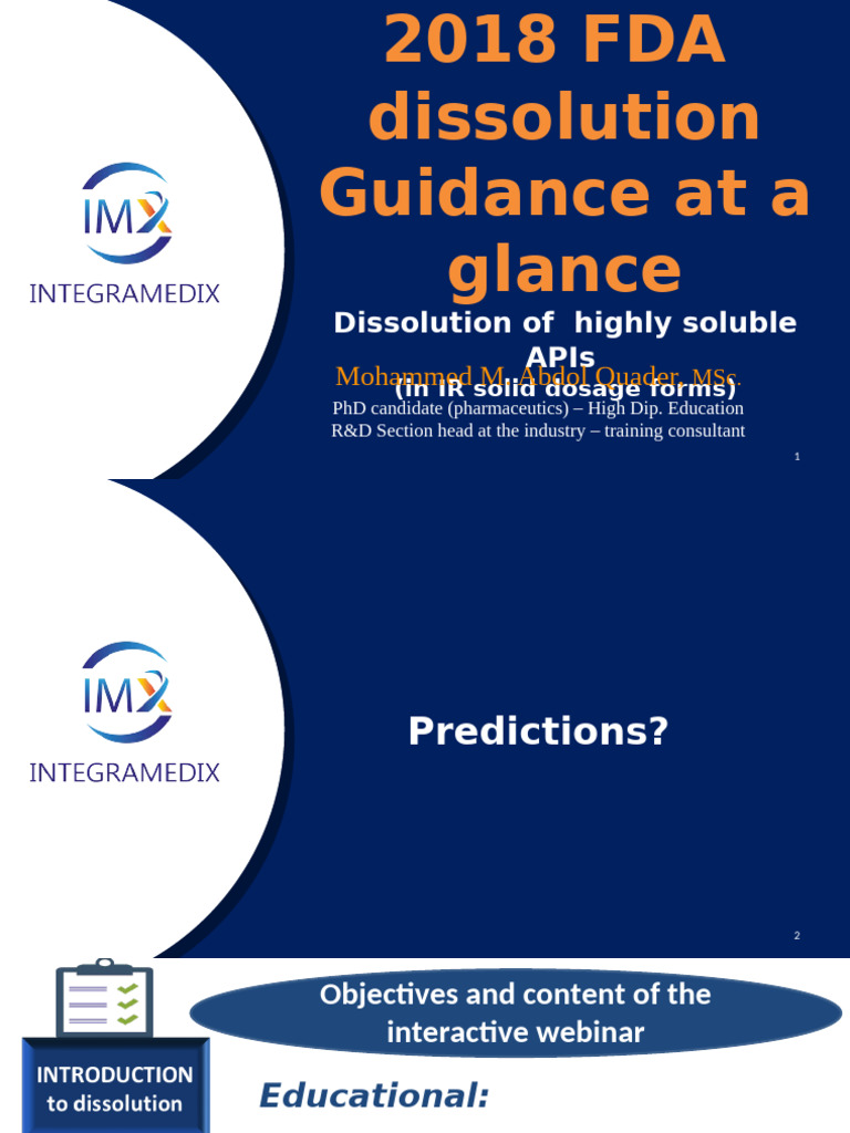 2018 FDA Dissolution Guidance at A Glance DR MAQ (INTEGRAMEDIX) | PDF | Tablet (Pharmacy ...