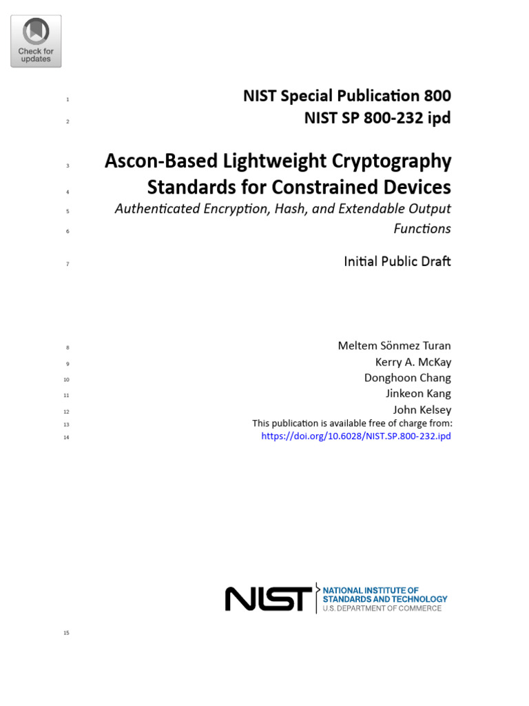 ASCON-NIST SP 800-232 Ipd | PDF | Cryptography | Key (Cryptography)