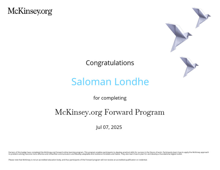 McKinsey Forward Program Completion Badge | PDF